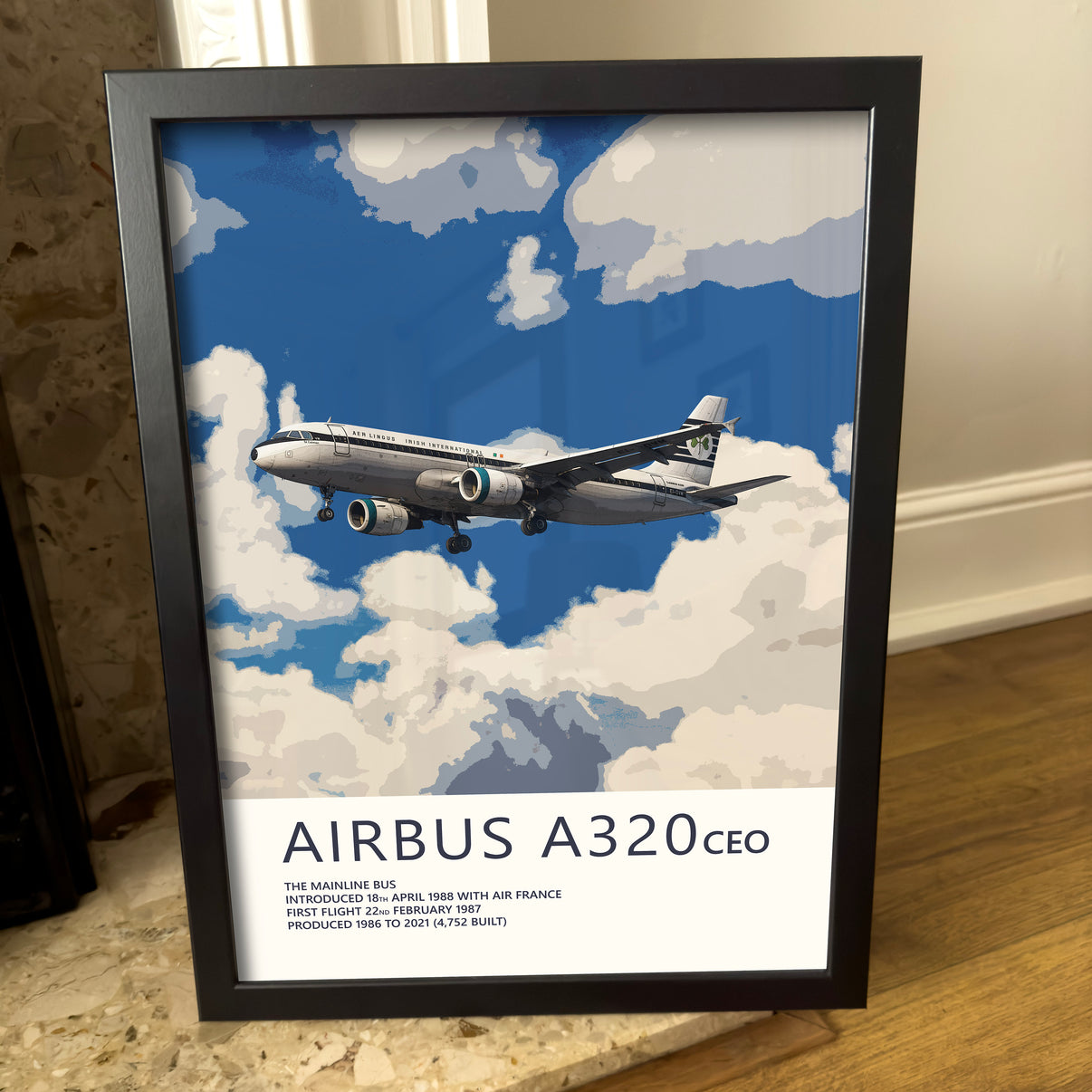 Aer Lingus Airbus A320 Poster (Retro) – Headwind Designs