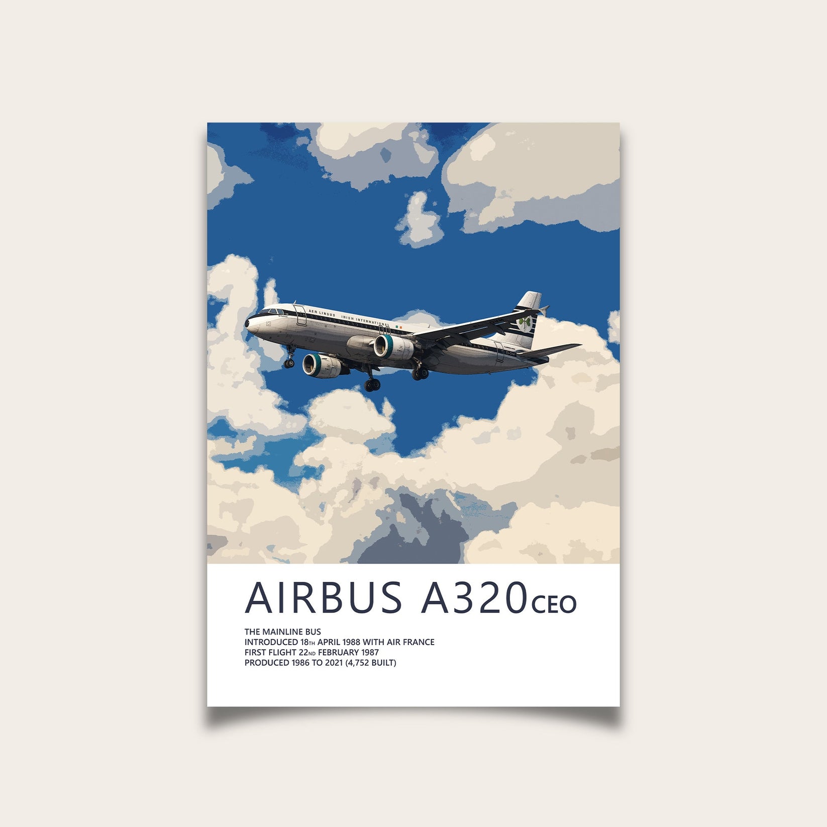 Aer Lingus Airbus A320 Poster (Retro) – Headwind Designs