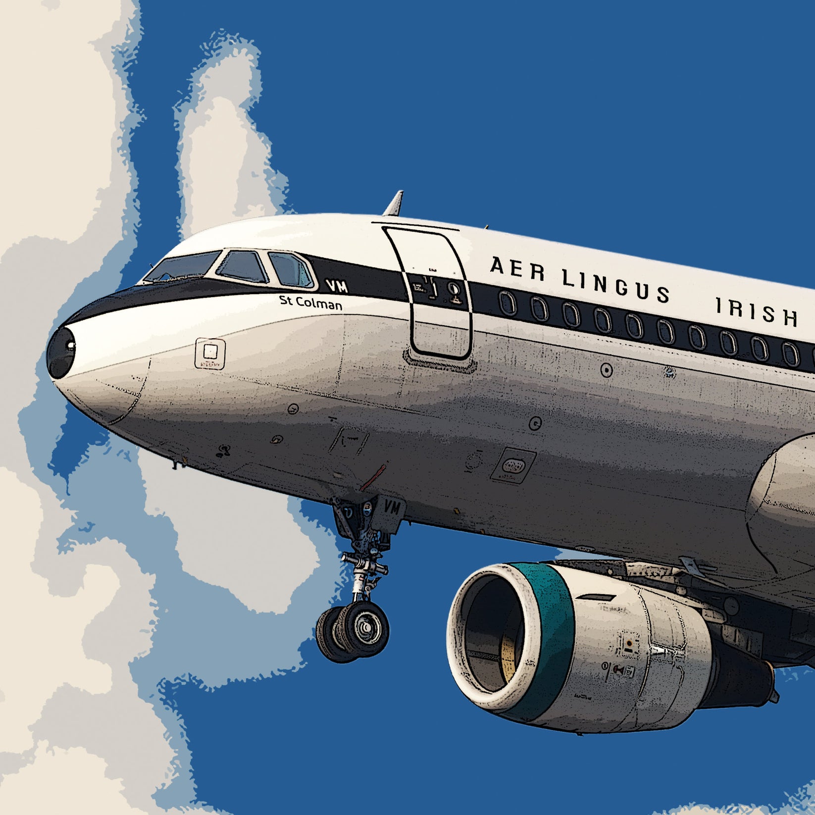 Aer Lingus Airbus A320 Poster (Retro) – Headwind Designs