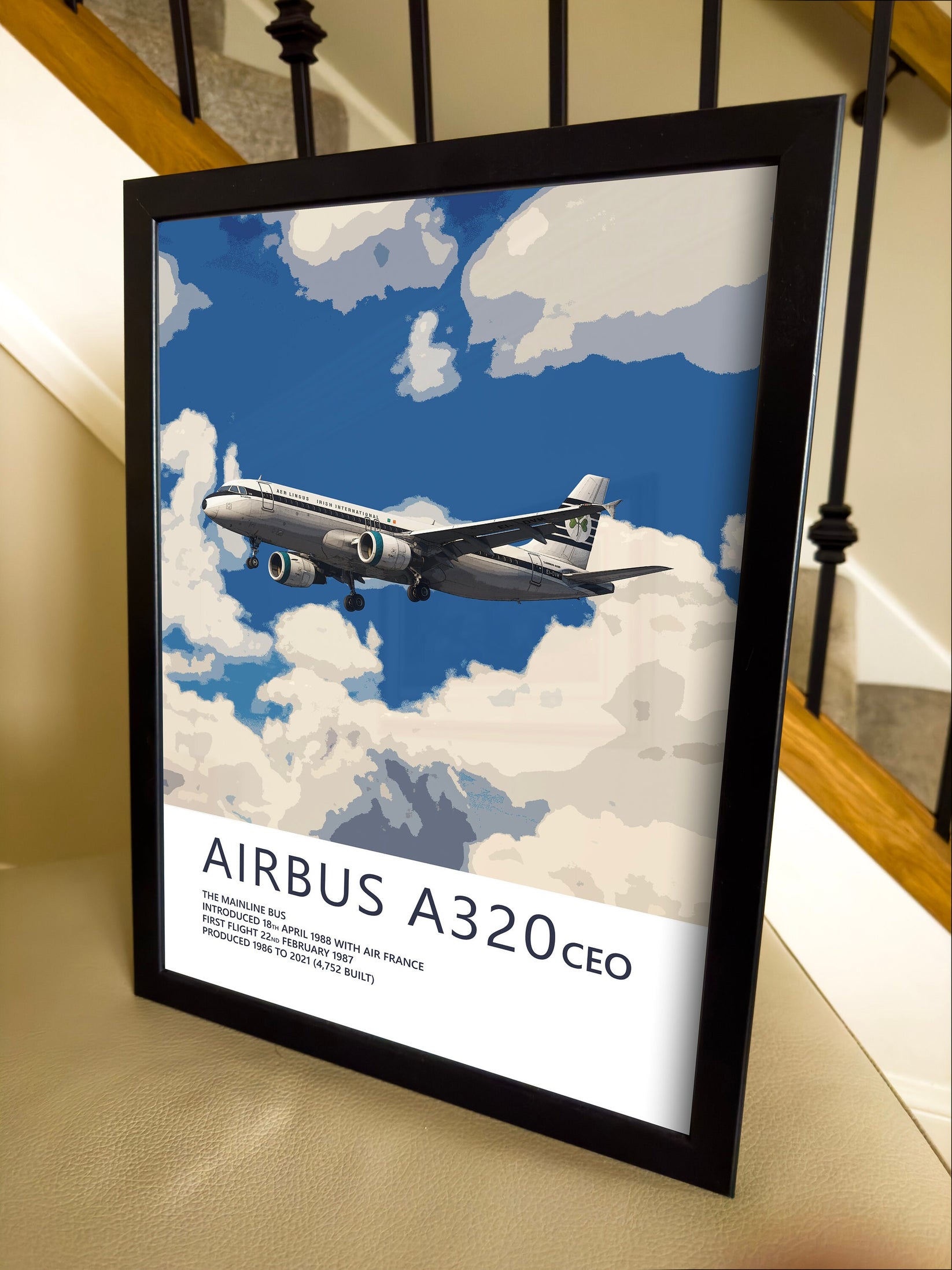 Aer Lingus Airbus A320 Poster (Retro) – Headwind Designs