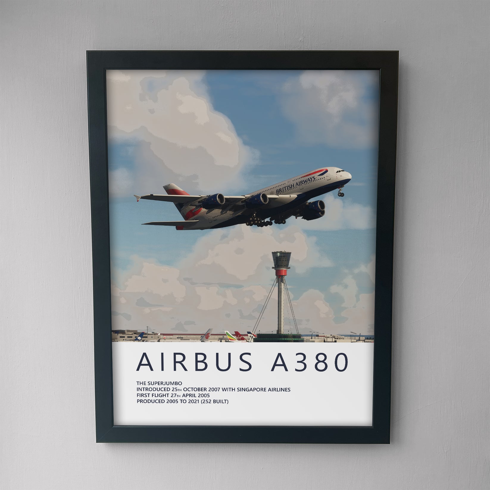 British Airways Airbus A380 Heathrow Poster – Headwind Designs